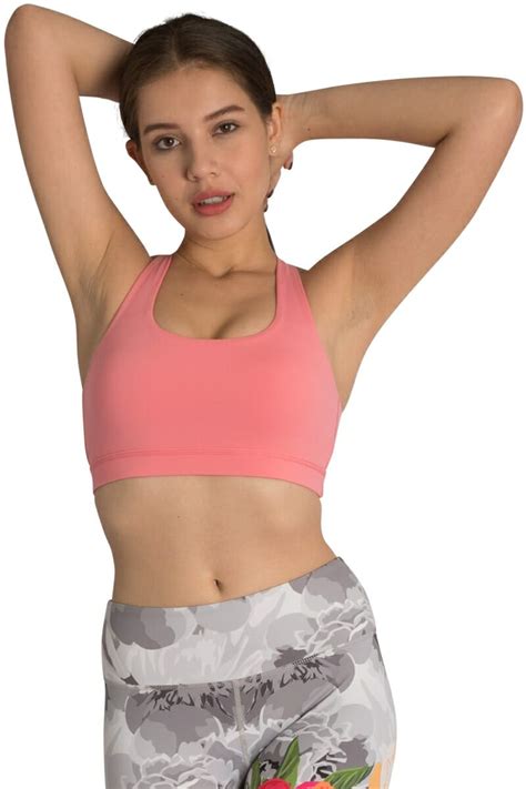 Criss Cross Sports Bra In Color Peach By Chandra Yoga Active