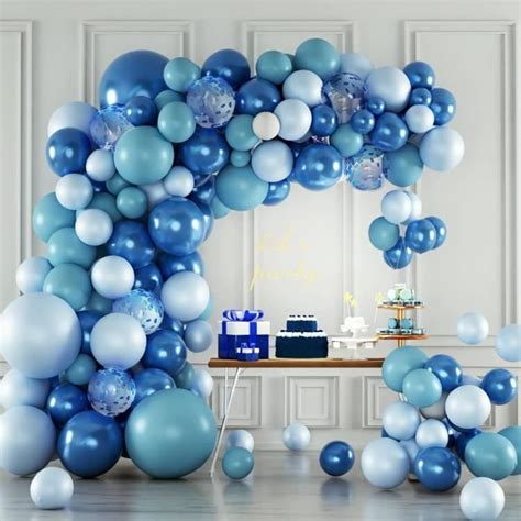 Arche Guirlande Ballon Bleu 143 Pcs Arche De Ballons Bleu Métallique