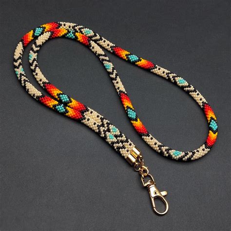 Boho Beaded Lanyard Necklace Multicolor Badge Holder Glasses Chain Etsy