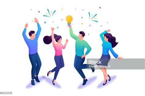 異位網設計範本團隊慶祝成功團隊成功實現業務目標向量插圖向量圖形及更多事件圖片 事件 人 俄羅斯 Istock