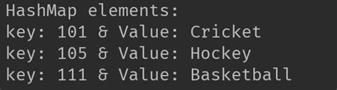 Hashmap Values Example Java