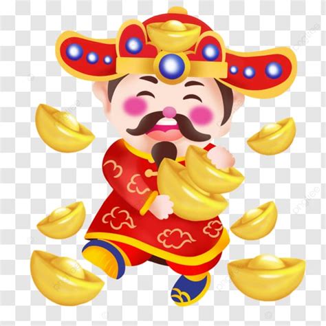 春節財神爺金元寶裝飾 農曆新年 中國年 中國新年素材圖案，psd和png圖片免費下載