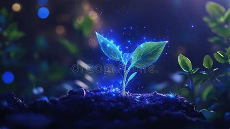 Glowing Seedling Emerging From Soil At Night Stock Photo Image Of Vibrant Ecology