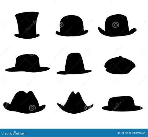 Caps Hats Silhouette Vector Stock Vector Image 47679928