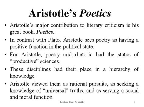 Literary Criticism Lecture Two Classical Literary Criticism Aristotle