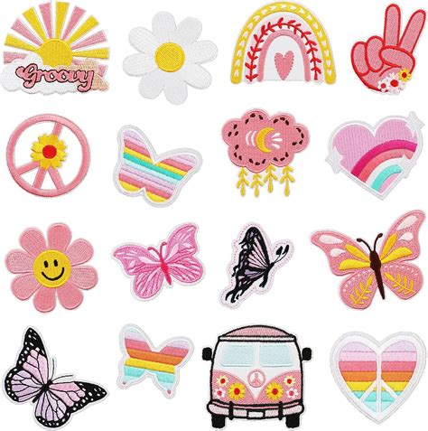 Pink Embroidered Preppy Iron On Patches Sew On Applique