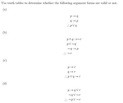 Solved Use Truth Tables To Determine Whether The Following Chegg