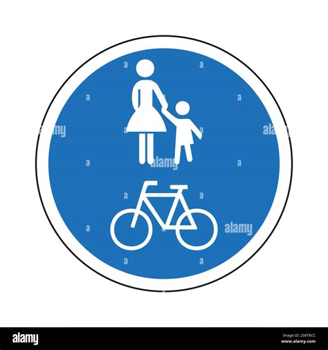 Blue And White Mandatory Road Sign Indicating Combined Bicycle And
