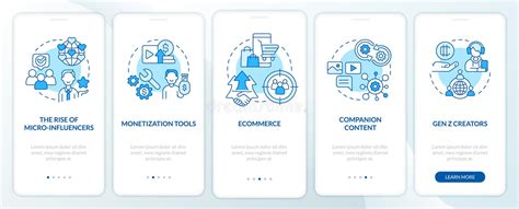 Creator Economy Trends Blue Onboarding Mobile App Screen Stock Vector Illustration Of