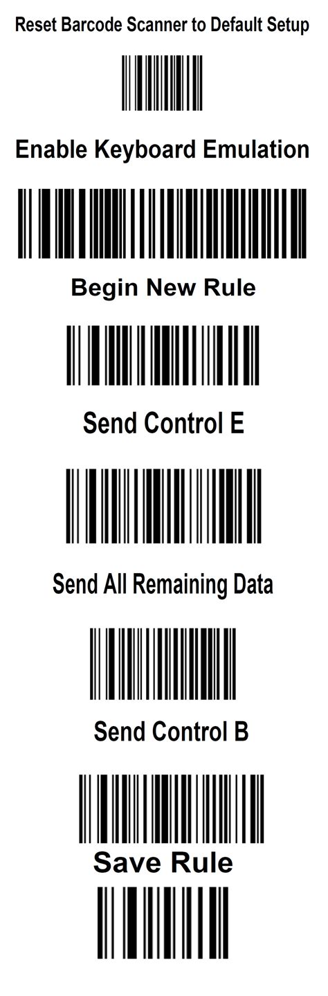 Printable Symbol Barcode Scanner Programming Sheet
