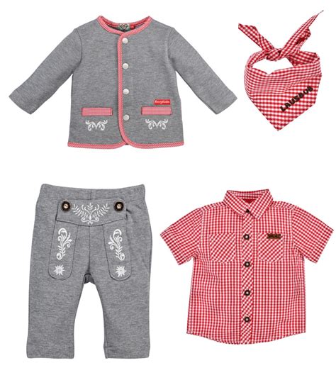 Trachten Set für Baby Jungen Mädchen Jacke Laufhose grau rot Bondi