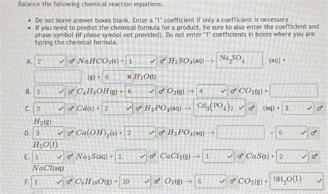 Solved Balance The Following Chemical Reaction Equations I Chegg