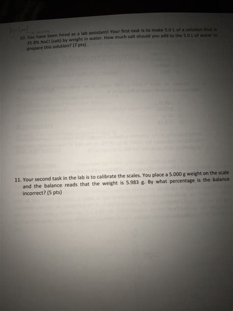 Solved You Have Been Hired As A Lab Assistant Your First Chegg Com