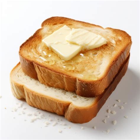 Buttered Toast On A White Background Premium Ai Generated Image
