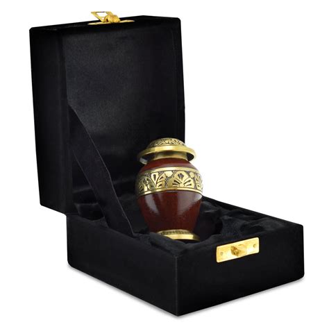 Adults Brass Keepsake Urn Rust With Bands Of Brass Decorations