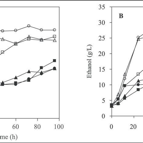Ethanol Production By Escherichia Coli Strain Ko11 Closed Symbols And