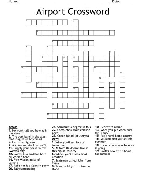 International Airport Area Crossword