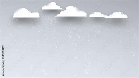 Looped Illustrated Clouds Motion Winter Snowfall Scene Copy Space Animation Background Stock