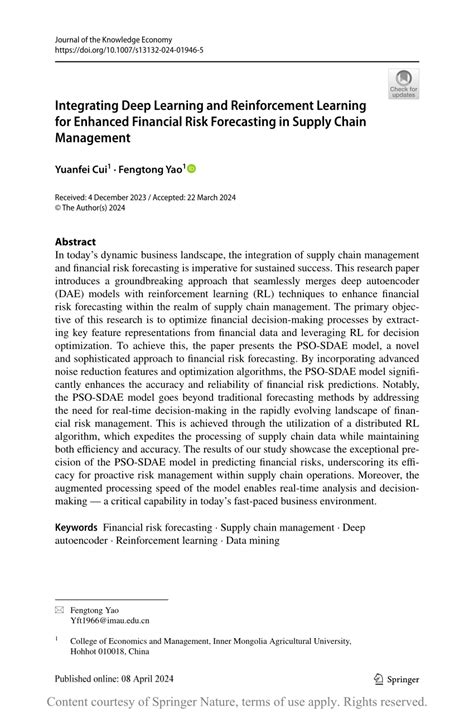 Pdf Integrating Deep Learning And Reinforcement Learning For Enhanced Financial Risk