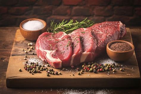 Premium Photo Butchers Delight Raw Rib Eye Steak Showcased With Salt