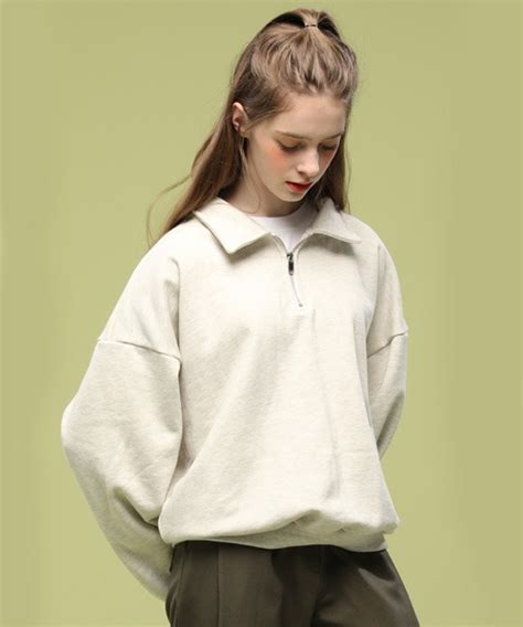 콜릿 [35차 재입고] Women 오버핏 아노락 긴팔티셔츠 맨투맨[오트밀]