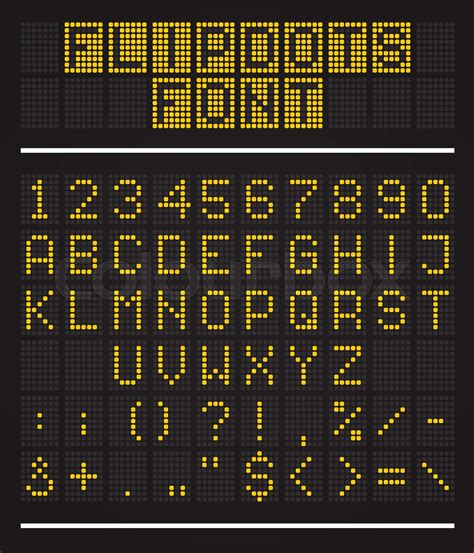 Flipdots Scoreboard Font Led Dot Display Alphabet Stock Vector Colourbox