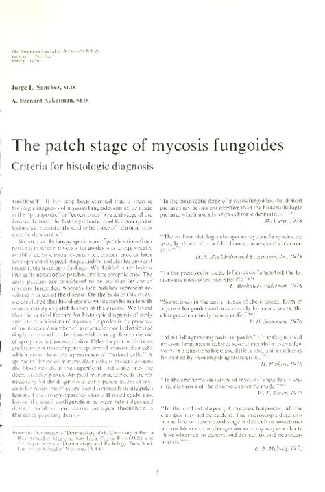 Pdf The Patch Stage Of Mycosis Fungoides Criteria For Histologic