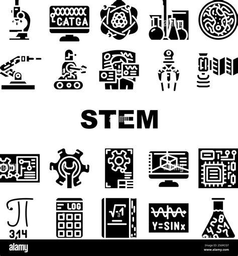 Stem Engineer Process And Science Icons Set Vector Educational Book