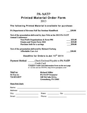 Fillable Online Printed Material Order Form Fax Email Print PdfFiller