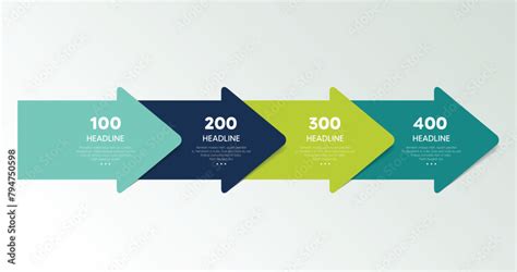 Four Step Arrow Template For Presentation 4 Steps Options Elements Infographic Stock Vector