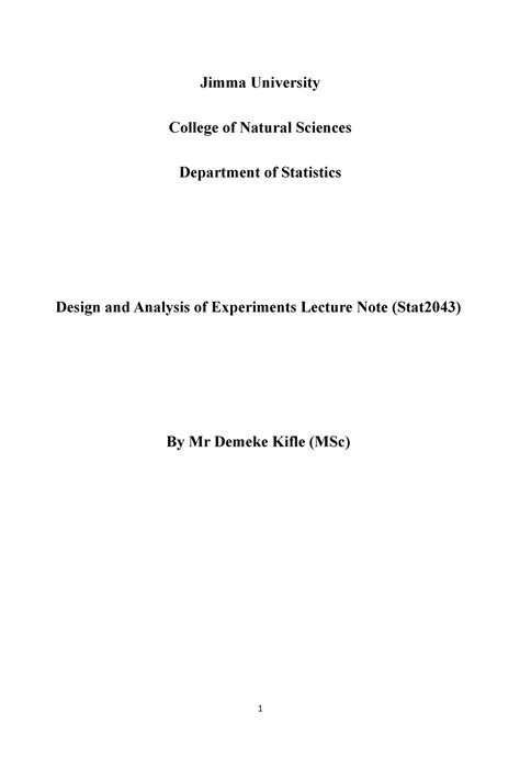 Lectue Note Ch 1 4 Basic Statisticical Methods Jimma University College Of Natural Sciences