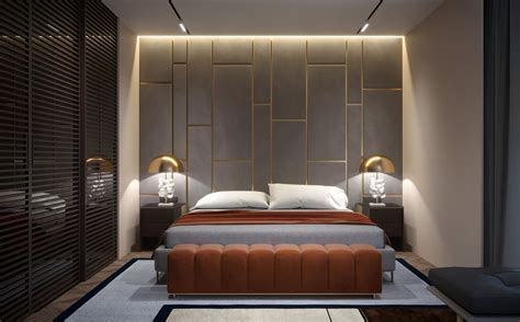 Contemporary Master Bedroom With Metal Pieces In Headboard Роскошные
