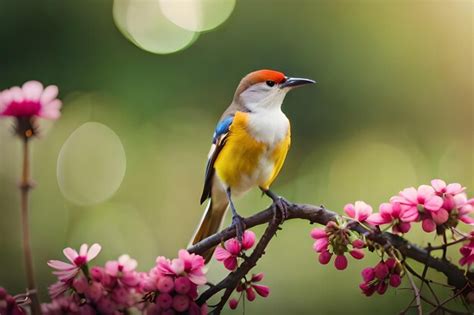 Premium Ai Image A Bird With A Yellow Breast And Blue And White