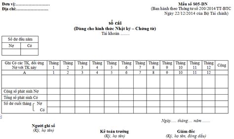 Cách ghi sổ cái theo nhật ký chung nhật ký sổ cái chuẩn TT 200
