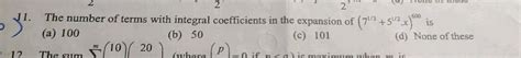 The Number Of Terms With Integral Coefficients In The Expansion Of Left