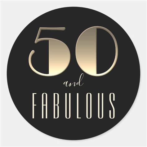 50 And Fabulous Birthday Black And Gold Classic Round Sticker
