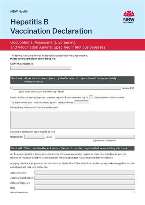 New South Wales Australia Hepatitis B Vaccination Declaration Fill Out Sign Online And