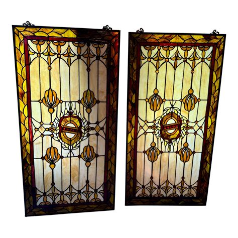 Vintage Stained Glass Windows Pair Chairish