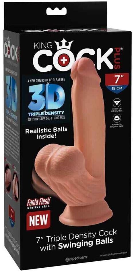 Pipedream King Cock Plus Triple Density Cock Swinging Balls Tanned 18cm