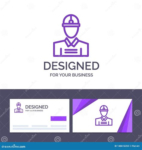Creative Business Card And Logo Template Construction Engineer Worker