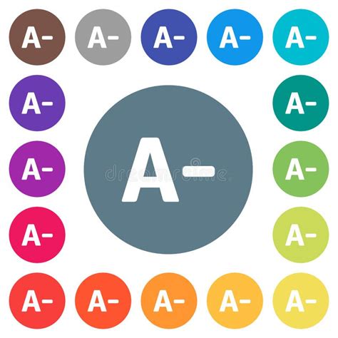 Decrease Font Size Flat White Icons On Round Color Backgrounds Stock