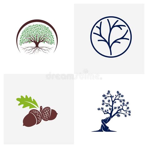橡树徽标设计集矢量插图创意橡树徽标设计概念模板符号图标 库存例证 插画 包括有 本质 操场 216656418