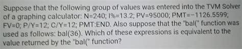 Suppose That The Following Group Of Values Was Entered Into The Tvm