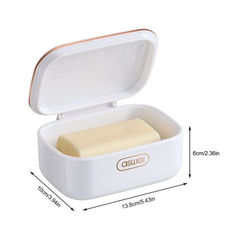 Hkstorage ที่วางสบู่จานใส่สบู่พร้อมฝาปิด ที่ใส่สบู่แท่งแบบติดผนังกล่องบรรจุพร้อมถาดหยดอุปกรณ์