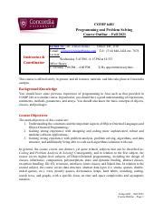 Comp Fall Course Outline Pdf Comp Programming And Problem Solving Course