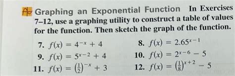 Solved Graphing An Exponential Function In Exercises 7 12 Chegg