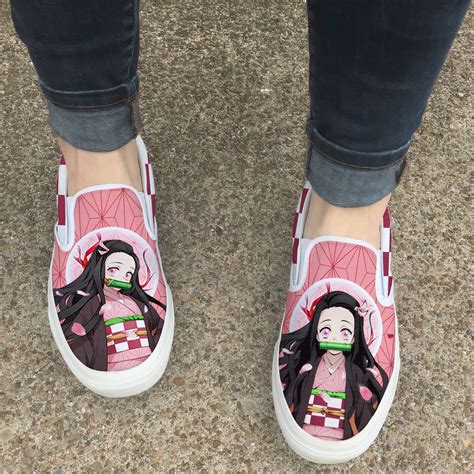 Nezuko Kamado Shoes Custom Kny Anime Classic Slip On Sneakers In 2022