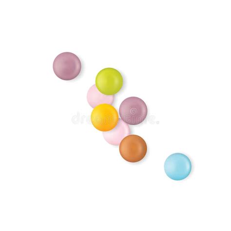 Small Round Candies Icons Colorful Dragees Multicolored Glazed