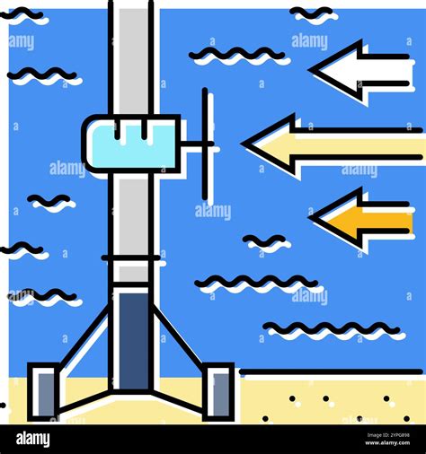 Stream Energy Tidal Power Color Icon Vector Illustration Stock Vector