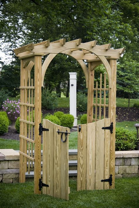 Wood Arbor With Gate Kits Garden Arbors Oakland Living Gothic